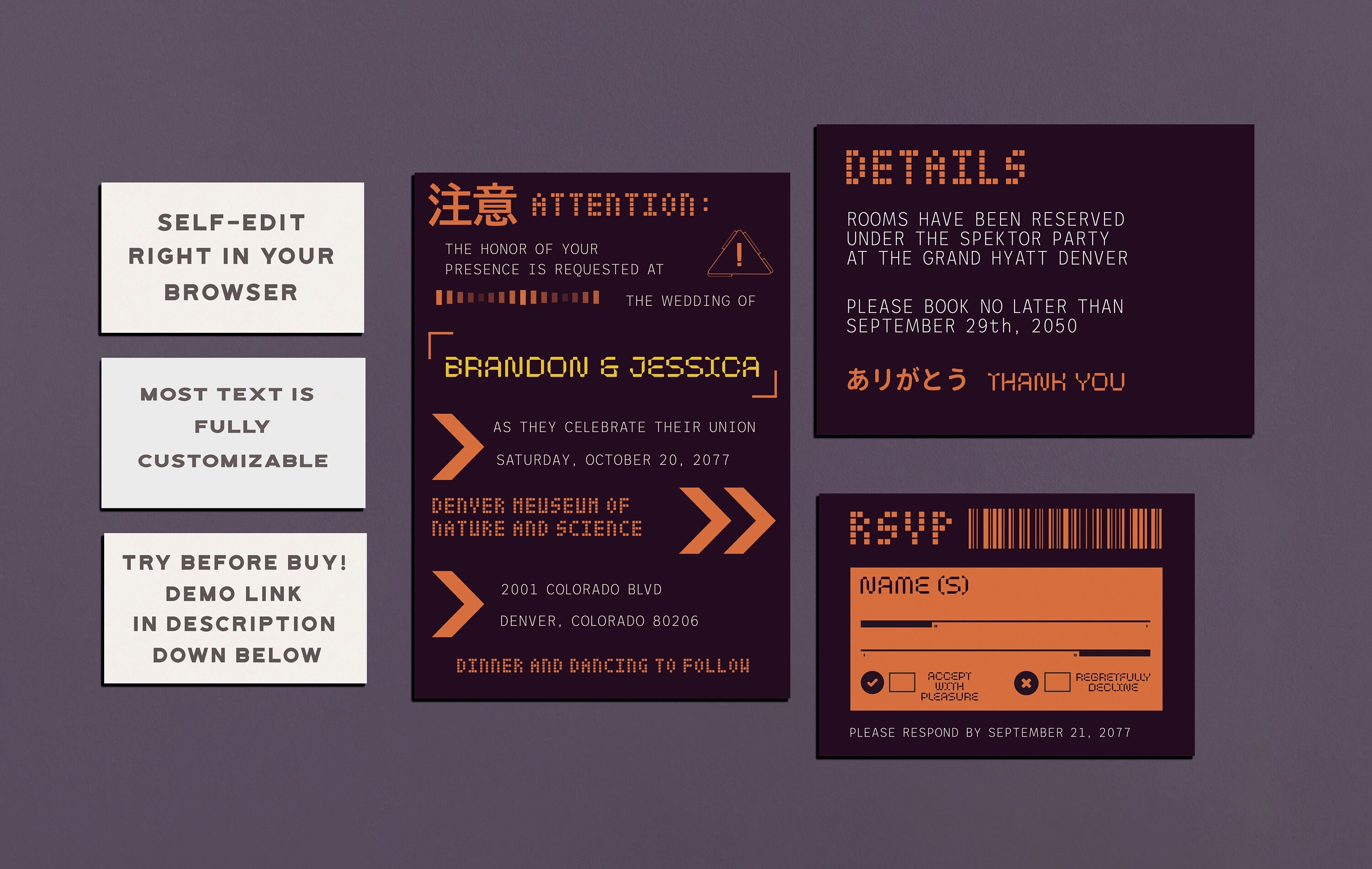 Cyberpunk Wedding Invitation Suite Template/sci Fi Wedding Invitation ...