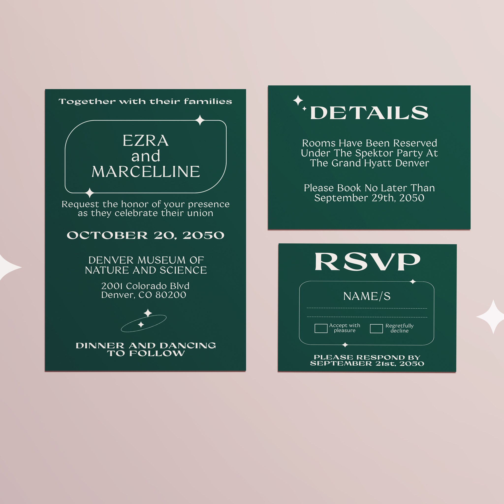 Dreamy Forest Wedding Invitation Set Bundle (DIY Template) - Etsy