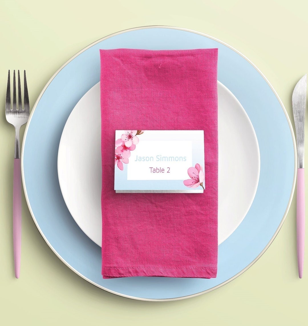 Editable Name Card Template Cherry Blossom Wedding Wedding - Etsy