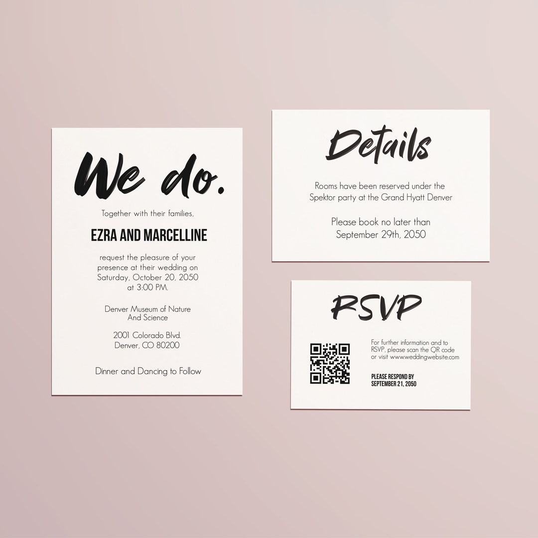 Modern White Invitation Template/minimalist Invitation Suite/modern ...