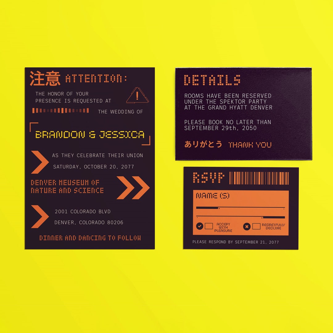 Cyberpunk Wedding Invitation Suite Template/sci Fi Wedding Invitation ...