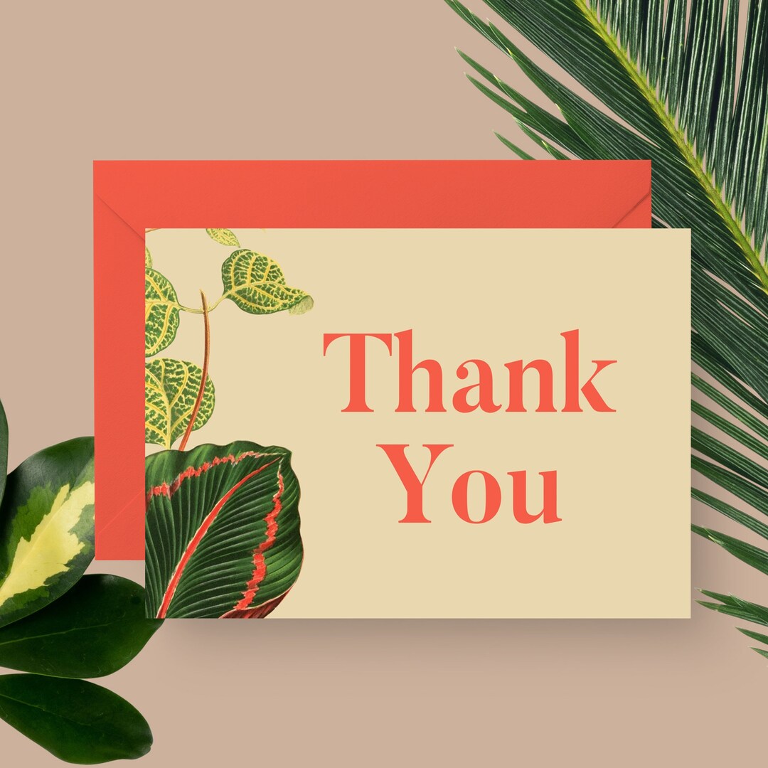 Tropical Thank You Card/printable Wedding Thank You Card/instant ...