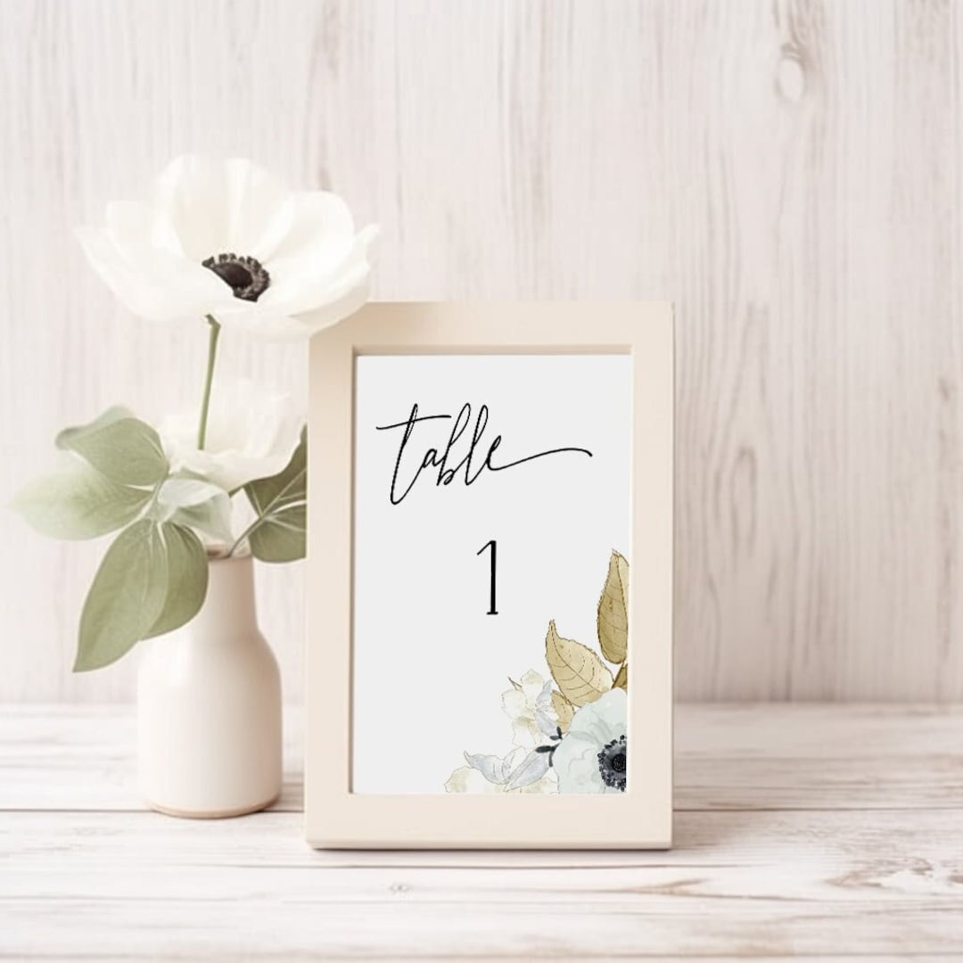 Anemone Watercolor Wedding Table Number Template (instant Download) - Etsy
