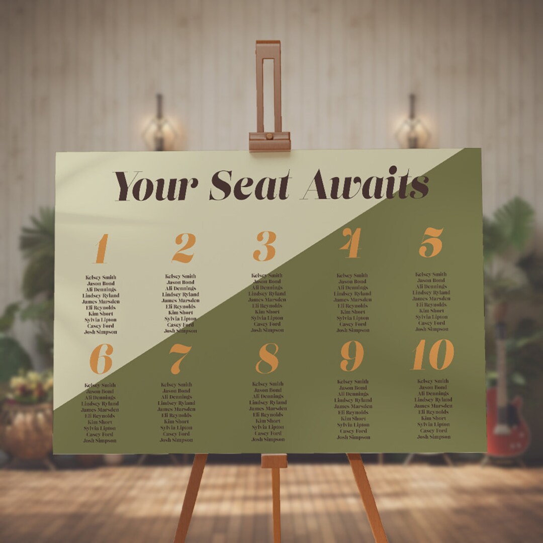 Editable Retro Seating Chart Template, 70s Retro Wedding, Wedding ...