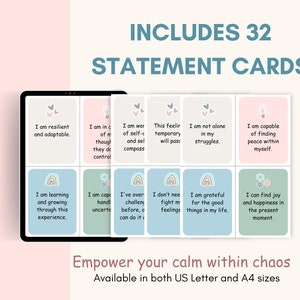 Anxiety Coping Statement Cards, Anxiety Relief Flash Cards, Therapy ...