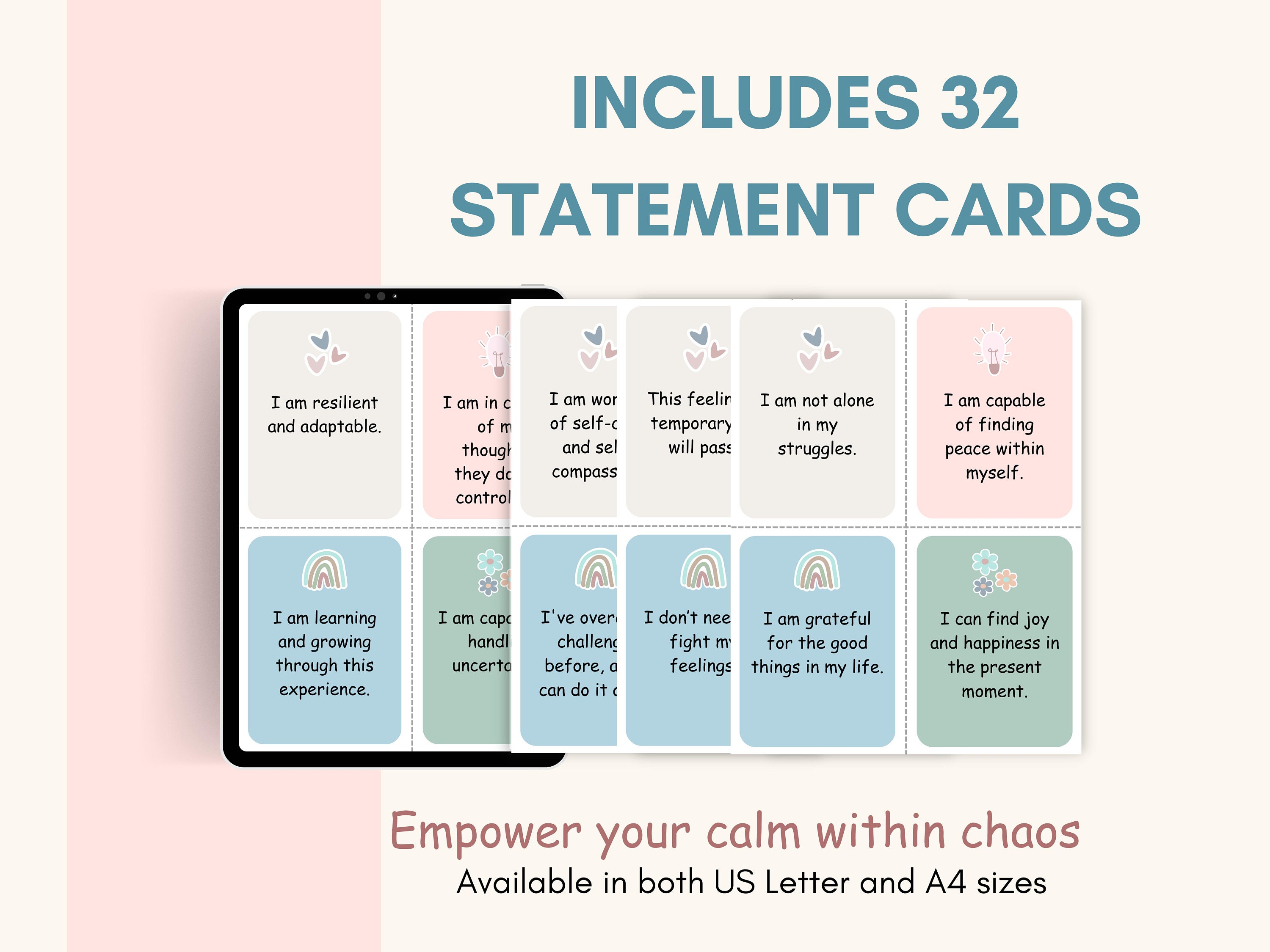 Anxiety Coping Statement Cards, Anxiety Relief Flash Cards, Therapy ...