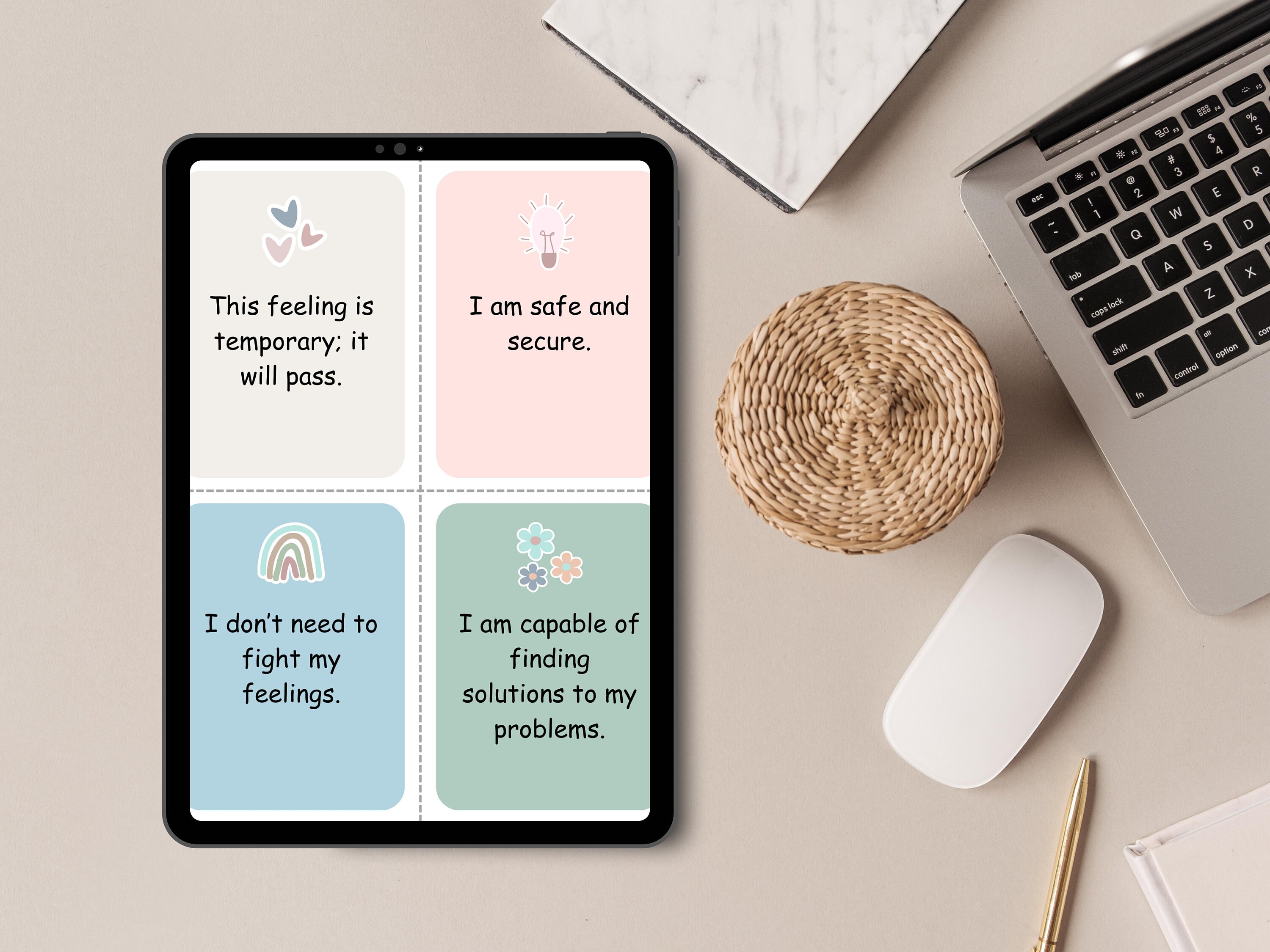 Anxiety Coping Statement Cards, Anxiety Relief Flash Cards, Therapy ...