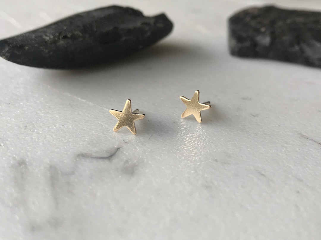 14kt Solid Gold Star Stud Earrings Star Stud Earrings 14kt Solid Gold ...