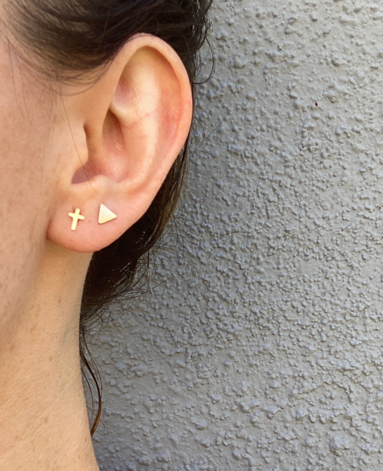 14kt Solid Gold Triangle Stud Earrings 14kt Gold Triangle | Etsy