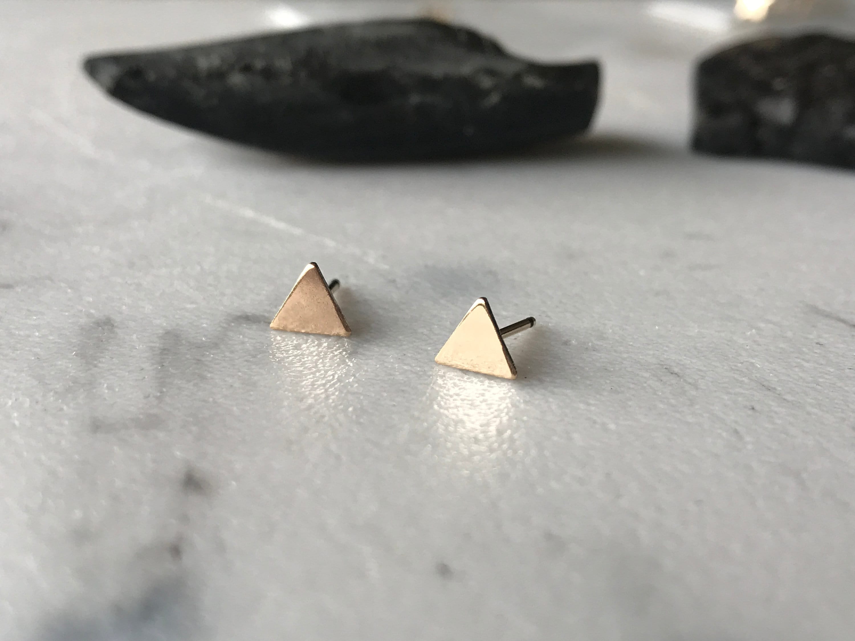 14kt Solid Gold Triangle Stud Earrings 14kt Gold Triangle | Etsy