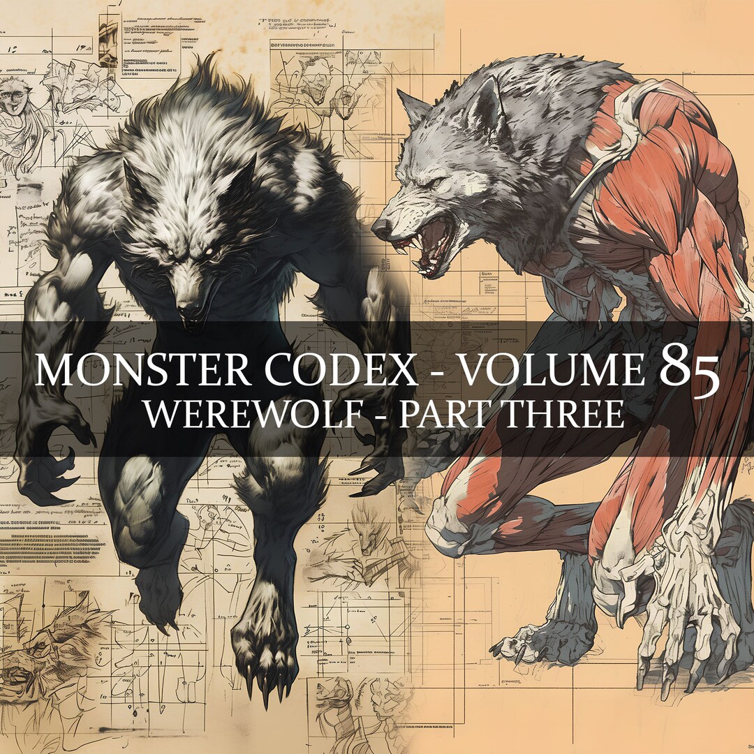 37 Page Monster Codex Volume 85, Monster Bestiary Vol 85, 37 JPG Werewolf Bestiary Fantasy Codex ...