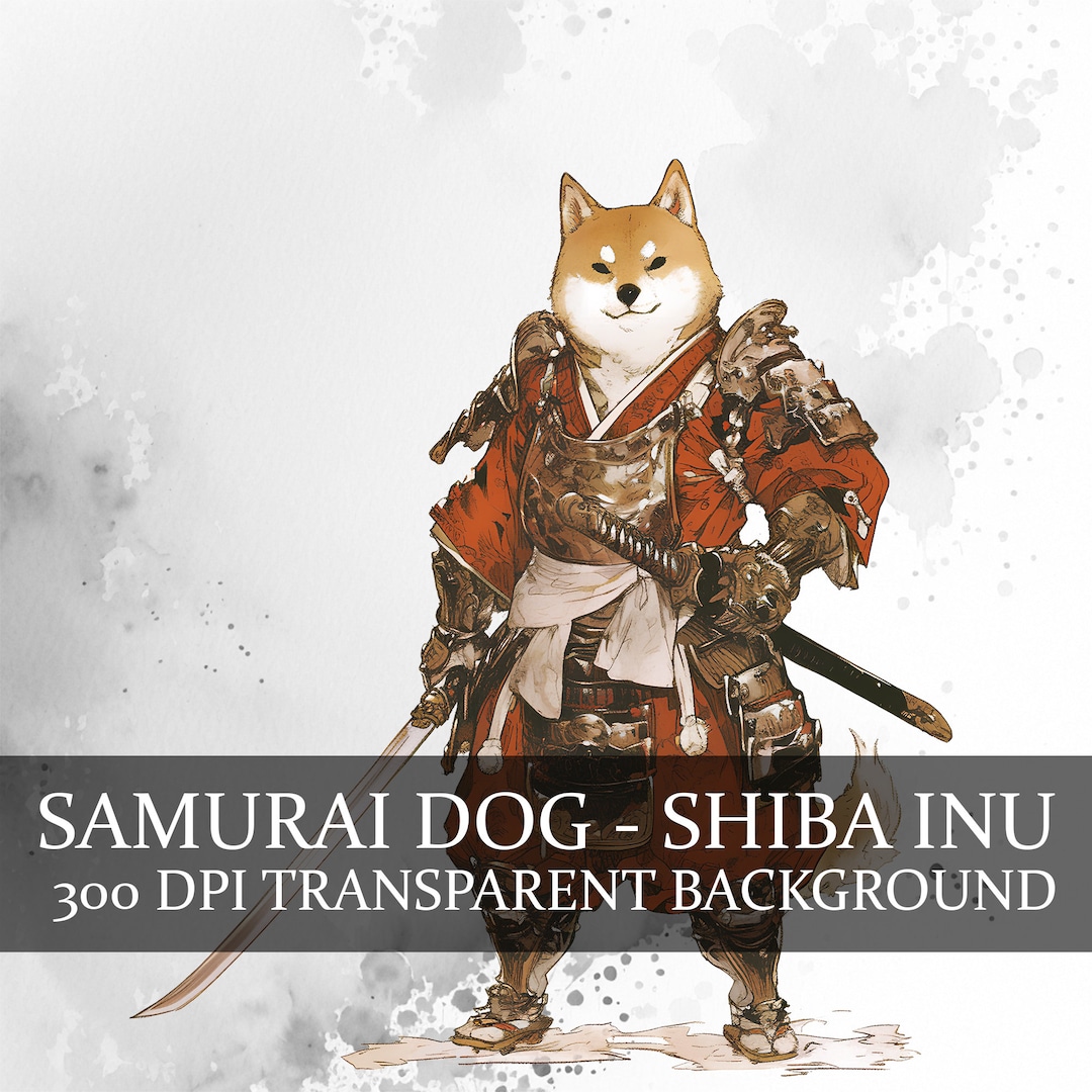 18 Samurai Dogs Clipart, Shiba Inu Samurai Japanese Ronin Dog Png ...