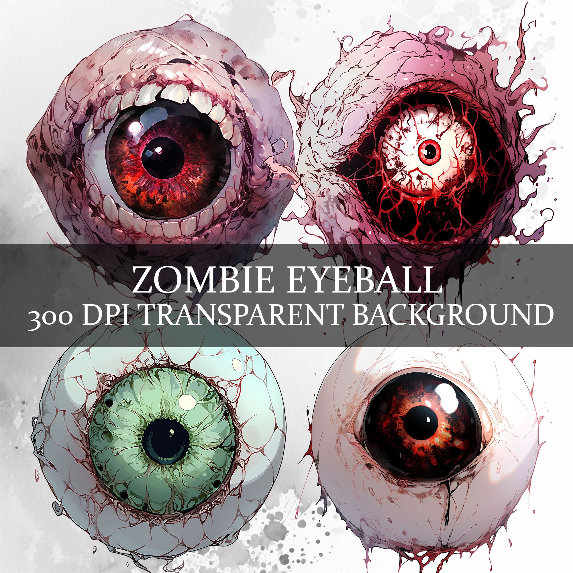 22 Zombie Eyeball Clipart, Creepy Eye Png Halloween Clipart, Monster ...