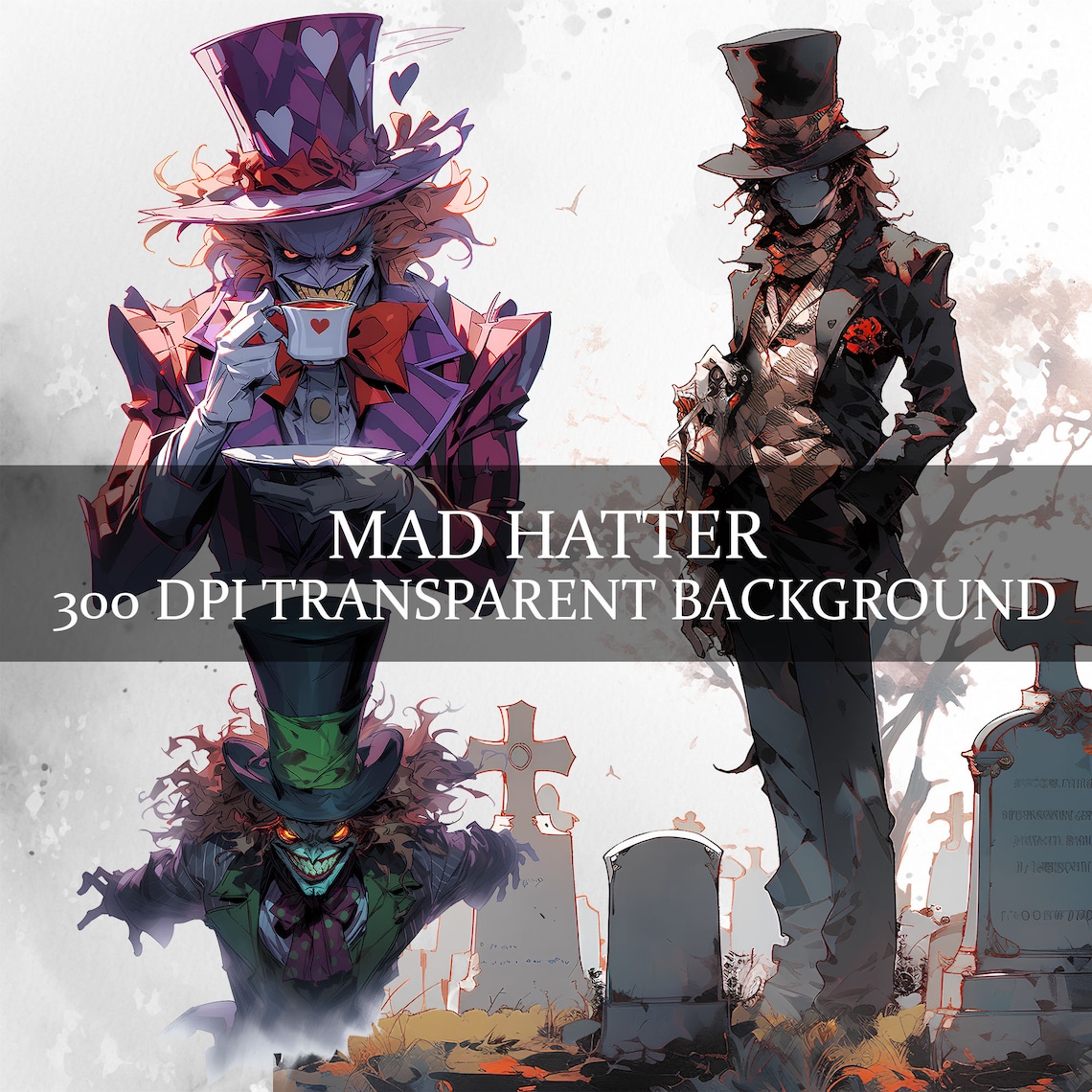 18 Mad Hatter Clipart PNG Dark Mad Hatter Clipart Bundle - Etsy