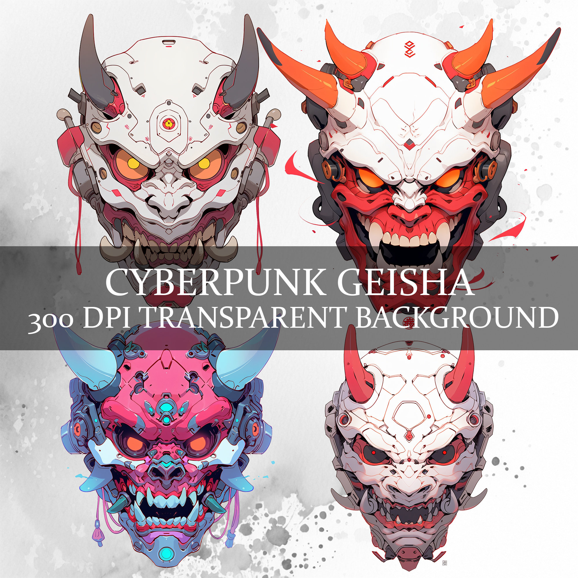 18 Japanese Cyber Demon Mask Clipart Cyberpunk Anime Oni Mask - Etsy