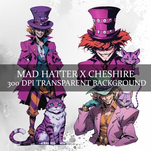 15 Mad Hatter X Cheshire Cat Clipart PNG, Mad Hatter and Cheshire Cat ...