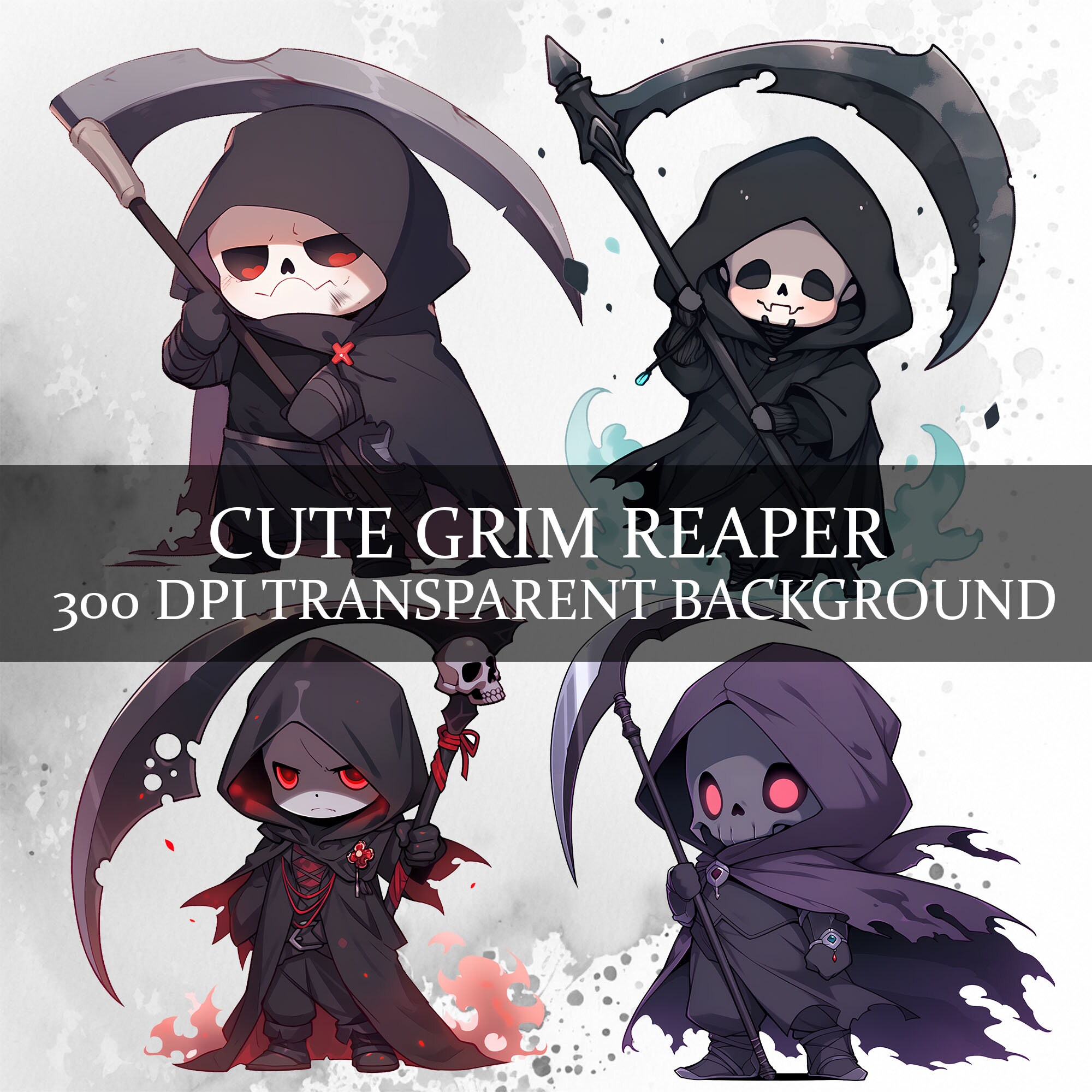 27 Cute Grim Reaper Clipart PNG Bundle Chibi Reaper PNG Cute - Etsy ...