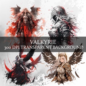 12 Valkyrie Clipart Dark Fantasy Style Viking Valkyrie Winged Gods ...