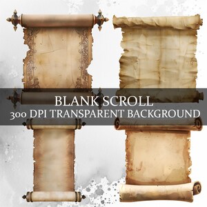 26 Medieval Scroll Clipart, Blank Vintage Scroll, Magic Scroll PNG ...