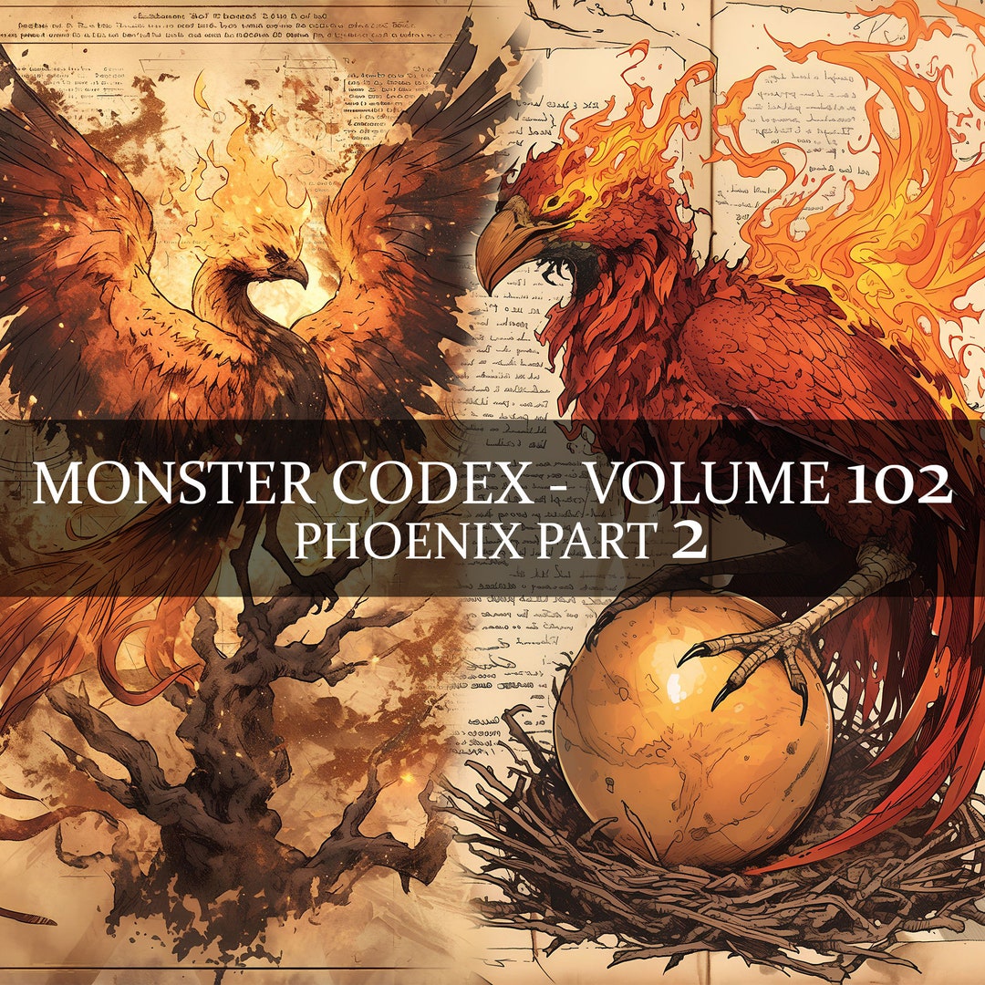 13 Page Monster Codex Volume 102, Monster Bestiary Vol 102, 13 JPG Phoenix Part 2 Bestiary ...