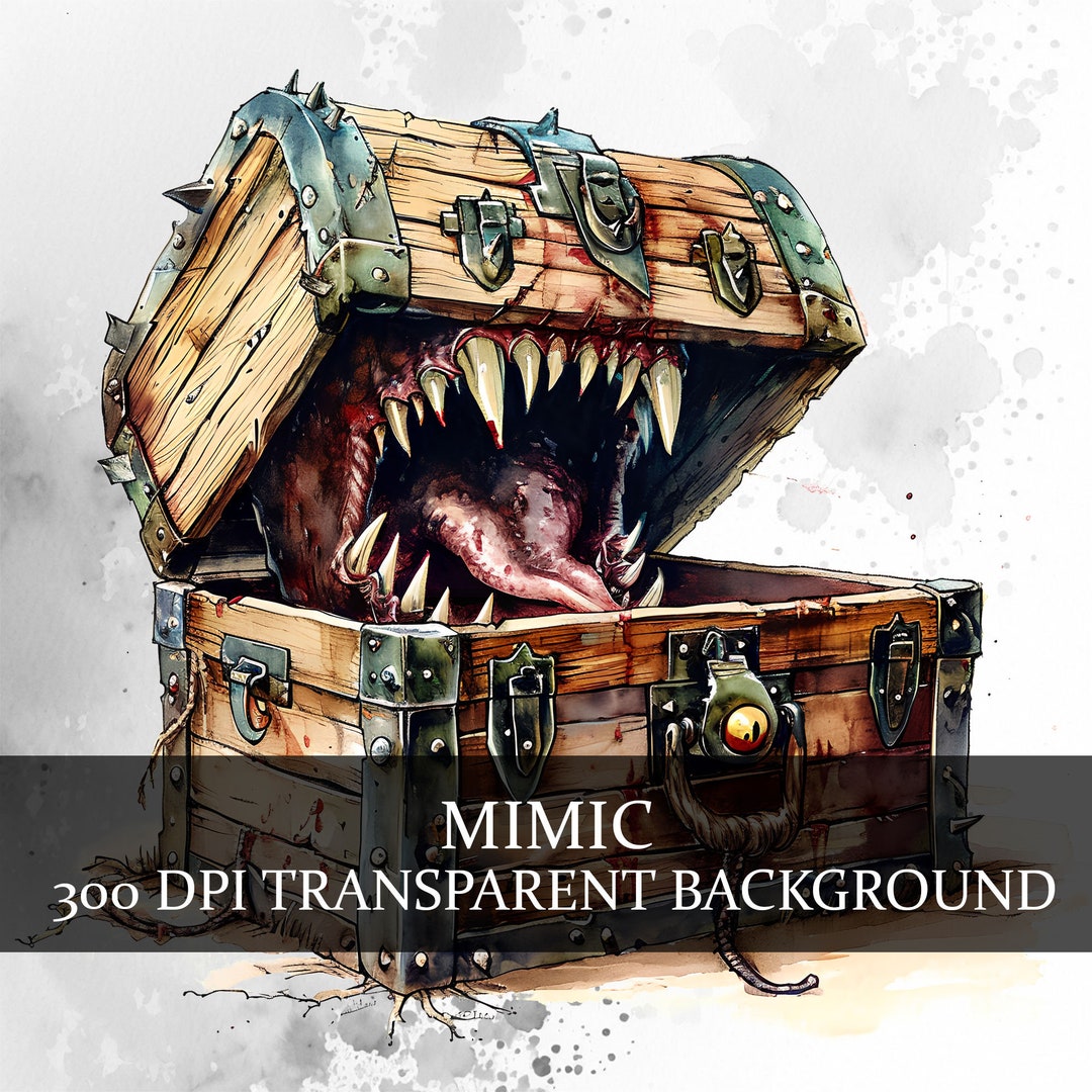 27 Mimic Clipart PNG Bundle, Mimic Monster, Wooden Treasure Chest Mimic ...