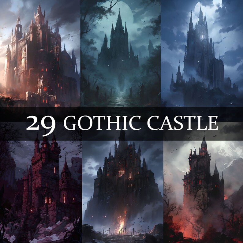 29 Gothic Castle Clipart PNG, Dark Castle Art, Dark Fantasy Castle ...