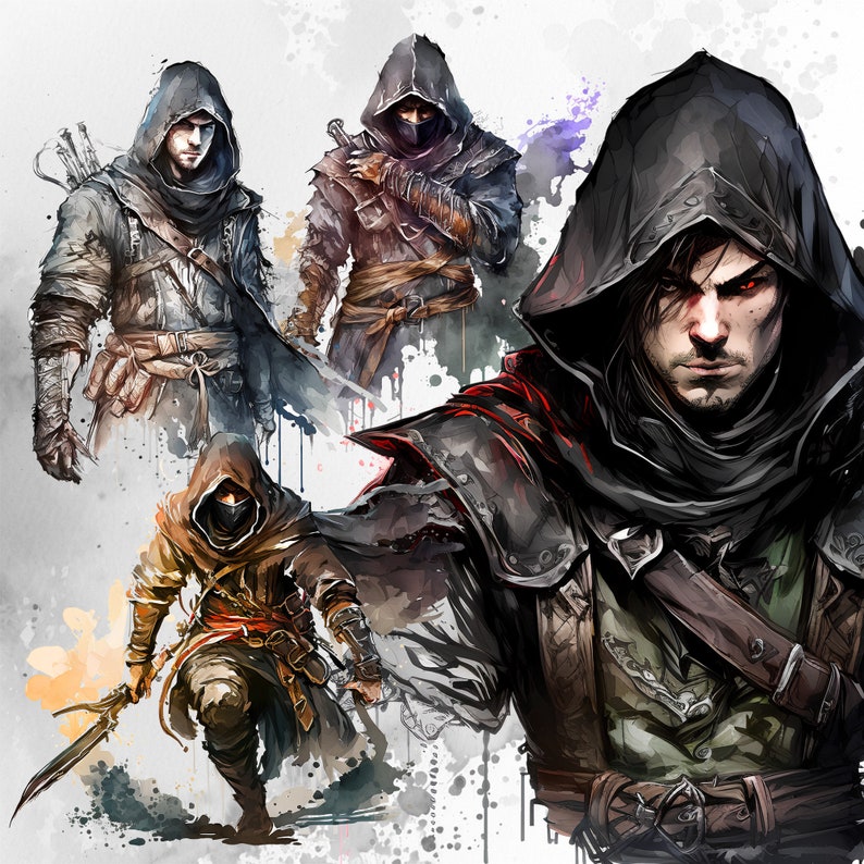 20 Fantasy Rogue Clipart Bundle, Dnd Thief RPG Game Character Scoundrel ...