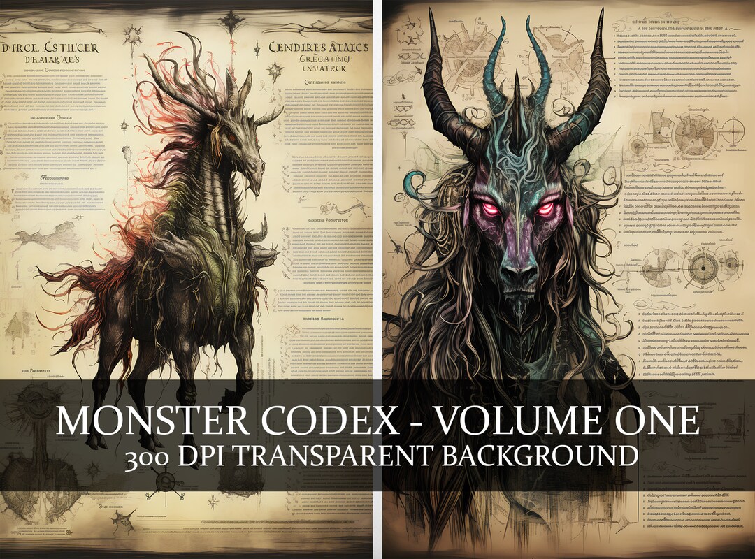 6 Page Monster Codex Volume One, Monster Bestiary Vol 1, 6 PNG Unicorn ...