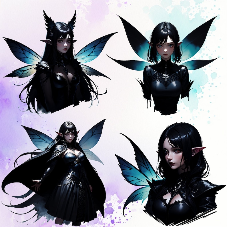 20 Dark Fairy Clipart PNG Bundle, Dark Fairies, Goth Fairy, Emo Fairy ...