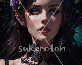 Dark Fairy Digital Download Gothic Fantasy AI Art Print Printable Image Stock Photo PNG - Etsy