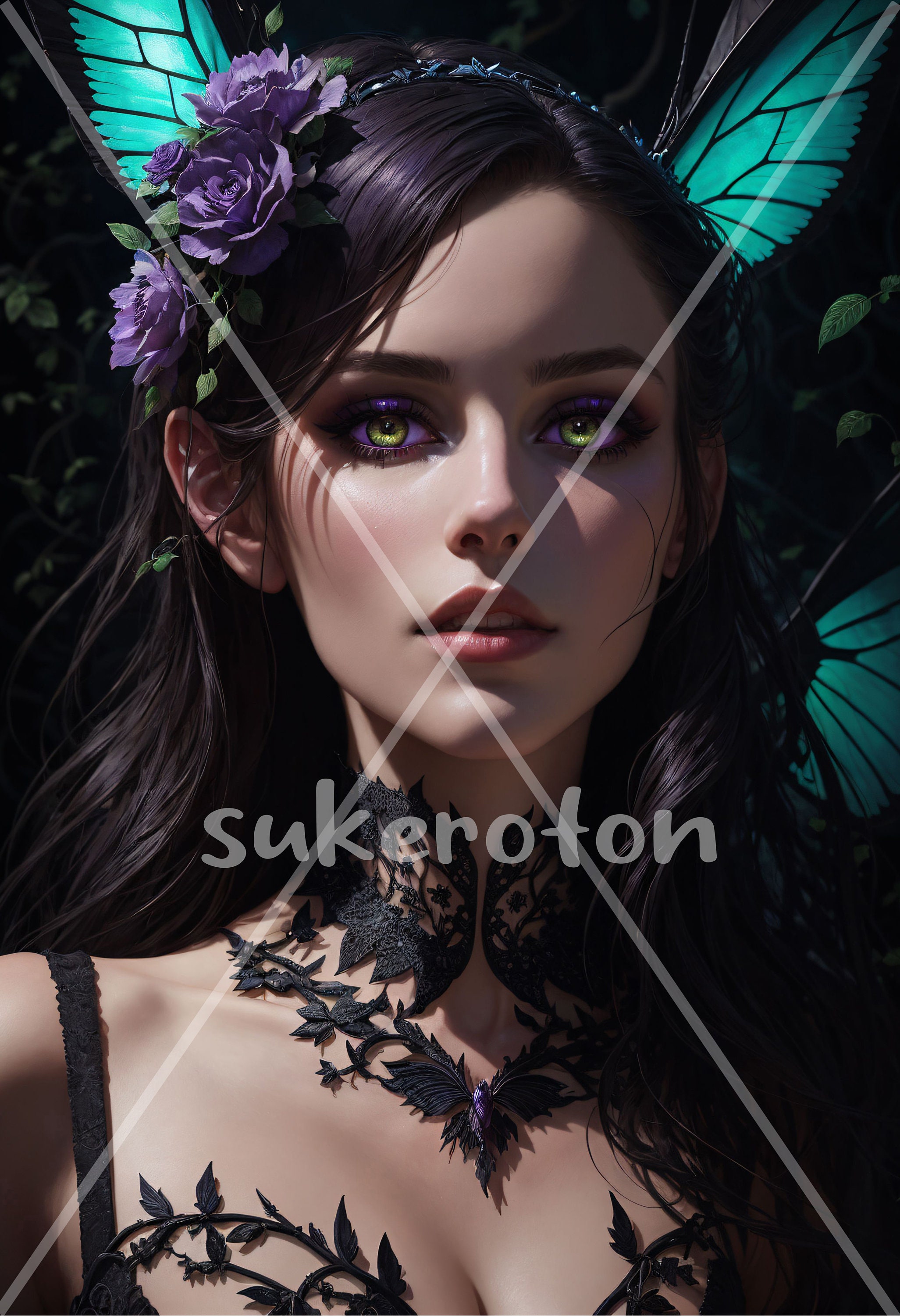 Purple Dark Fairy Digital Download Dark Gothic Fantasy AI - Etsy