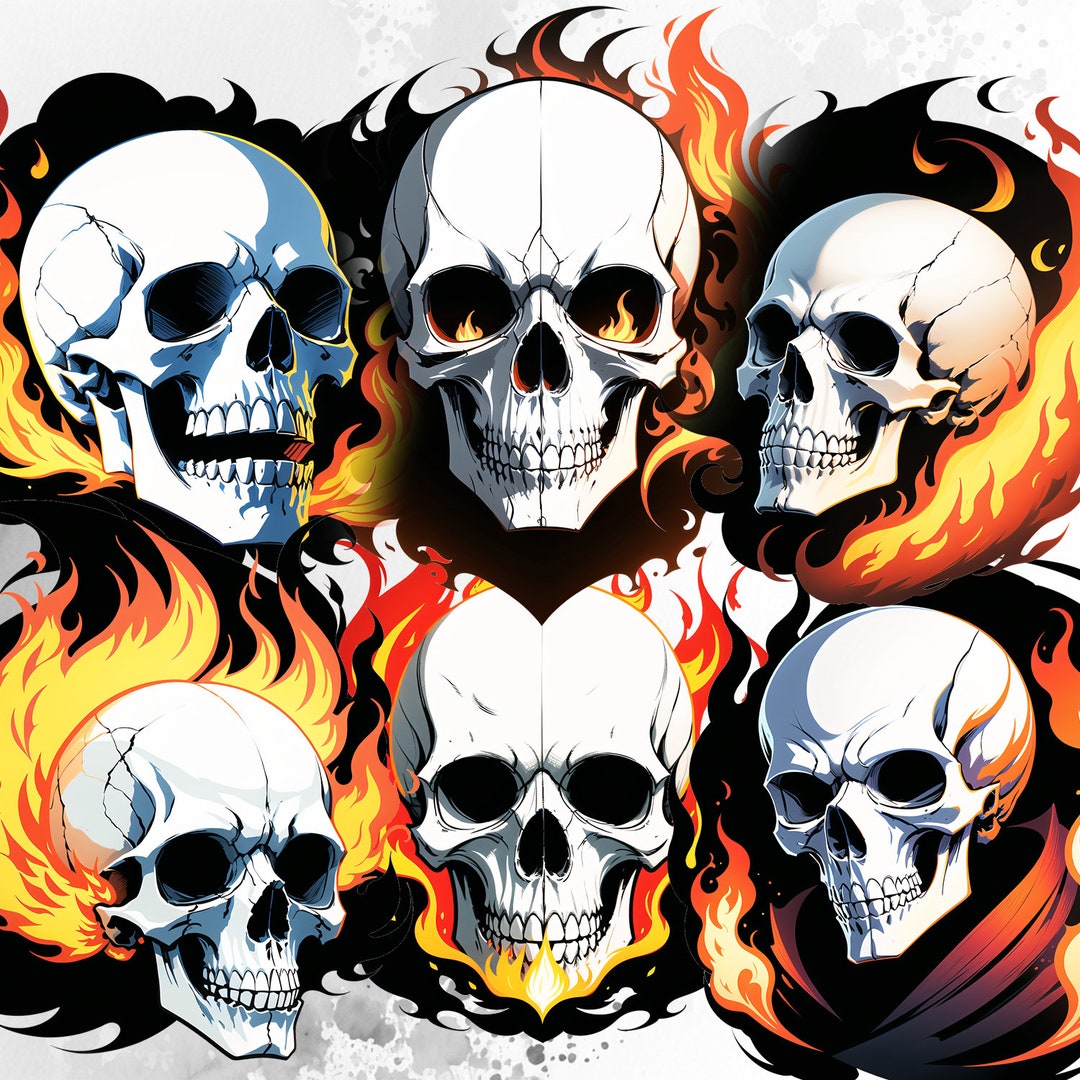 18 Fire Skulls Clipart Flame Skulls PNG Fiery Skulls - Etsy