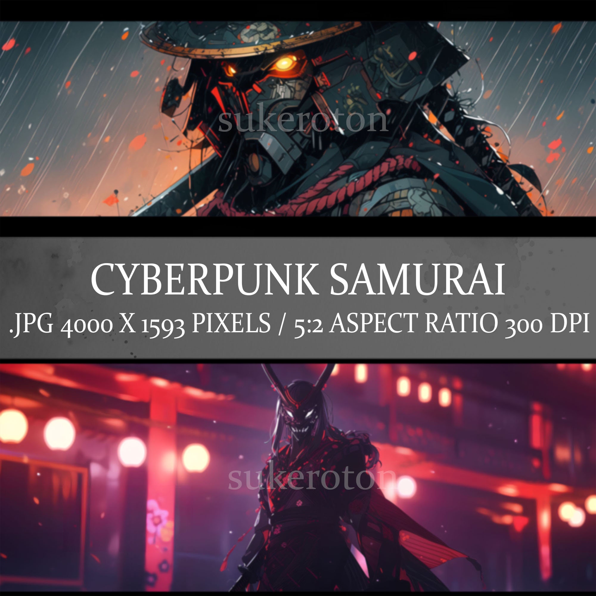 19 Cyberpunk Samurai Landscape Wallpaper Cyborg Samurai - Etsy