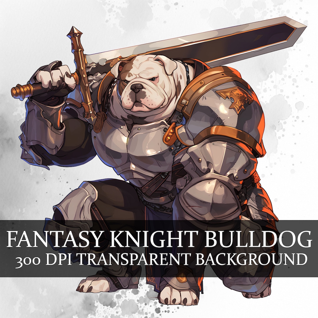 Fantasy Knight Bulldog Clipart: Warrior Dog PNG Bundle (2000x2000 Px ...