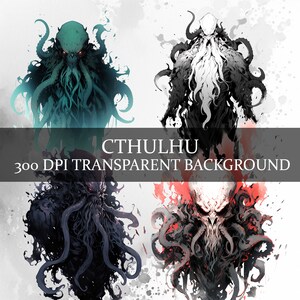 27 Cthulhu Clipart Transparent PNG Bundle, Lovecraft Clipart PNG - Etsy