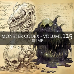 14 Page Monster Codex Volume 125, Monster Bestiary Vol 125, 14 JPG Slime Bestiary Fantasy Codex ...