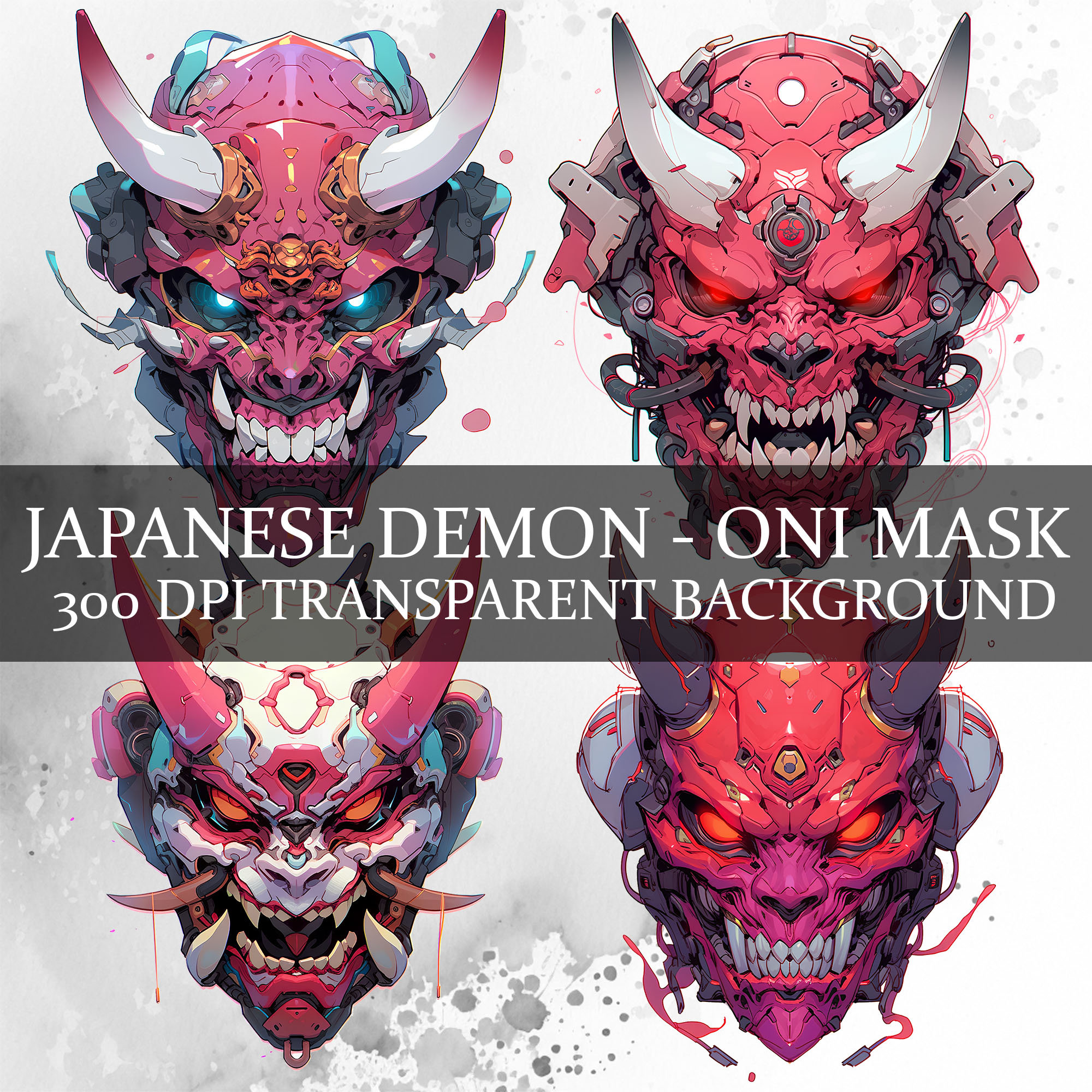 23 Japanese Cyber Demon Mask Clipart Cyberpunk Anime Oni Mask - Etsy