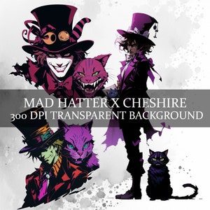 15 Mad Hatter X Cheshire Cat Clipart PNG, Mad Hatter and Cheshire Cat ...