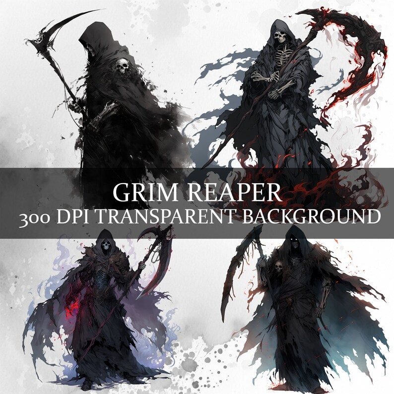 23 Grim Reaper Clipart PNG Bundle, Reaper PNG, Skeleton Death Clipart ...