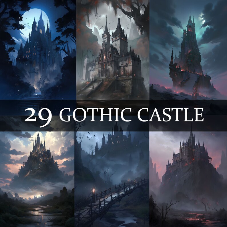 29 Gothic Castle Clipart PNG, Dark Castle Art, Dark Fantasy Castle ...