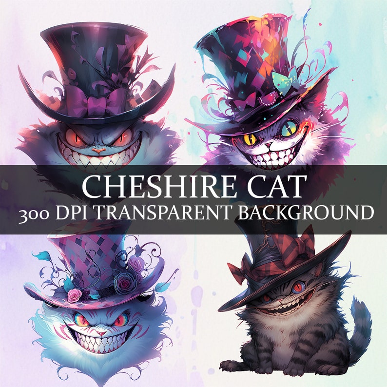 16 Cheshire Cat Clipart PNG Cheshire Cat Top Hat Clipart - Etsy