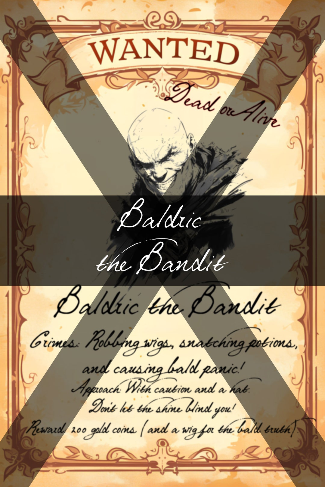 Dnd Wanted Poster: Baldric the Bandit, Bounty Prop (JPG Printable) - Etsy