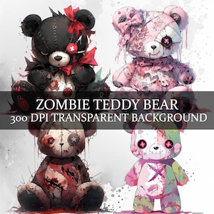 Bundle of 20 Scary Teddy Bear PNG Spooky Teddybear Zombie Teddy Bears ...