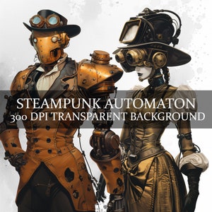 31 Steampunk Automaton Clipart Bundle - Steampunk Mechanical Robot PNG ...
