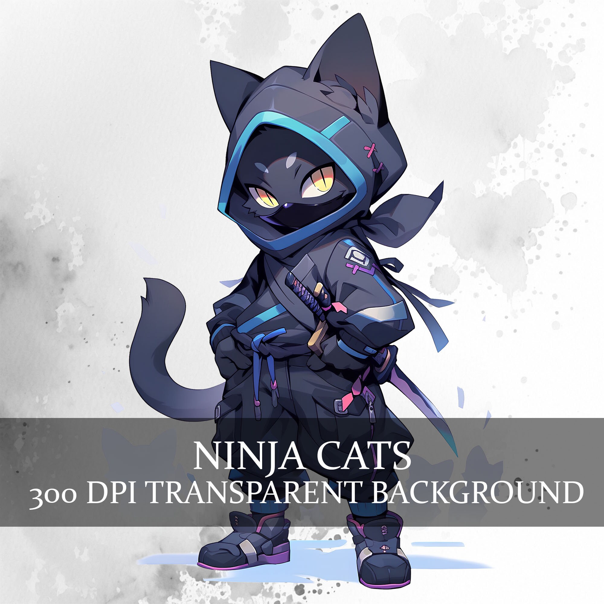 17 Ninja Cats Clipart, Shinobi Cat Png, Ninja Anime Cat Clipart PNG ...