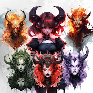 356 Angels and Demons Clipart Mega Bundle, Devils, Fallen Angels, Red ...