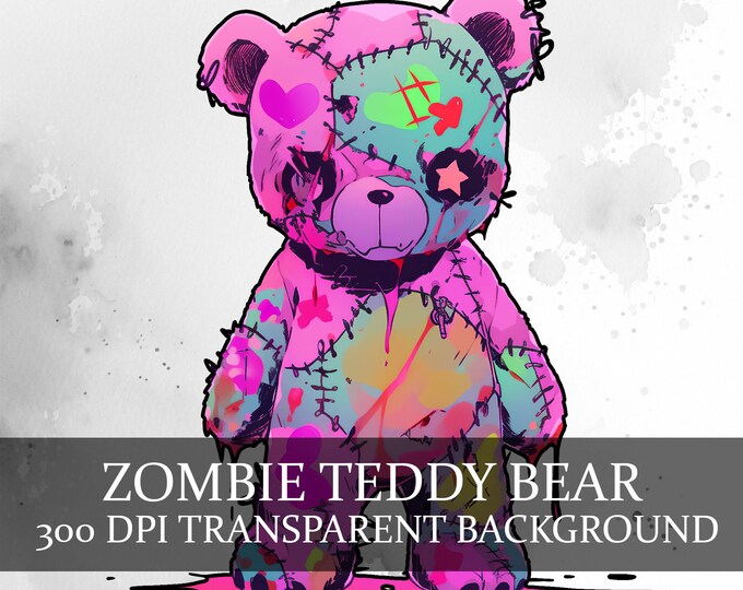 Scary Teddy Bear Bundle Vol 4, 6 PNG Zombie Spooky Teddybear Monster ...