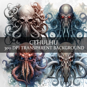 14 Cthulhu Clipart Transparent PNG Bundle, Lovecraft Clipart PNG - Etsy