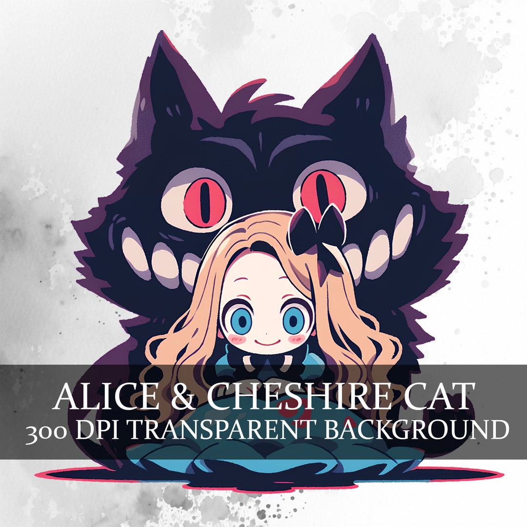 23 Alice & Cheshire Cat Clipart PNG, Gothic Alice and Cheshire Cat ...