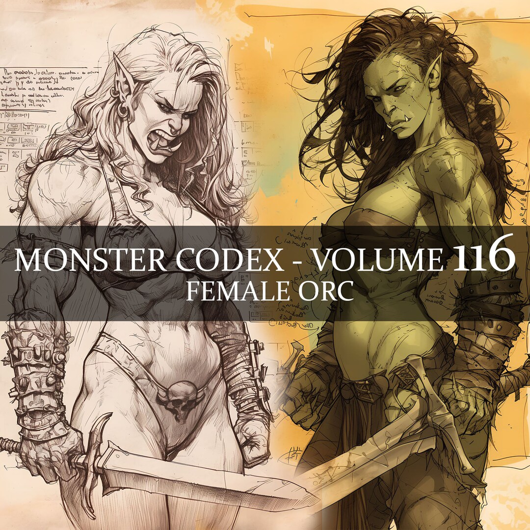 35 Page Monster Codex Volume 116, Monster Bestiary Vol 116, 35 JPG Female Orc Bestiary Fantasy ...